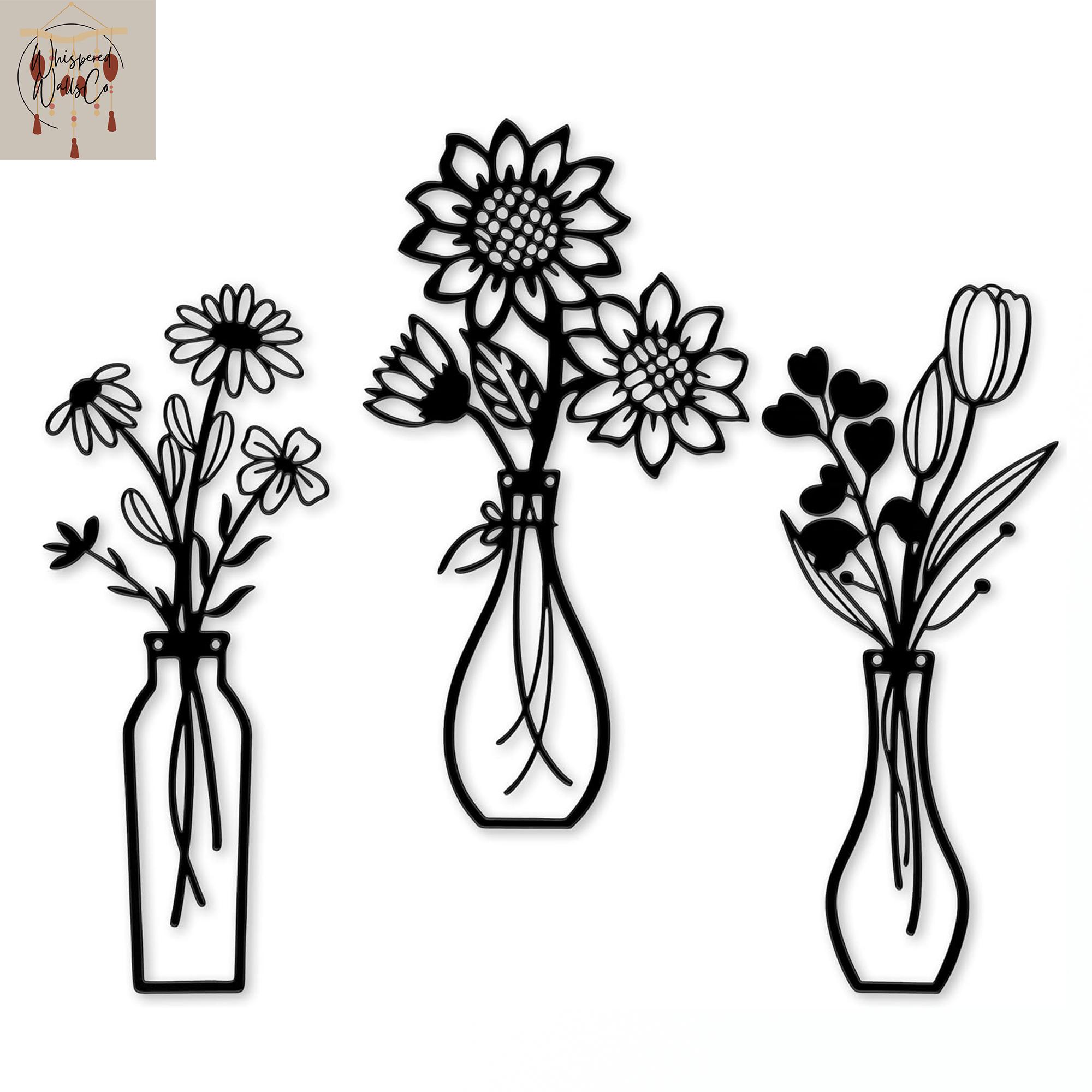 Rustic Metal Flower Wall Art: Boho Minimalist Home Decor - Etsy