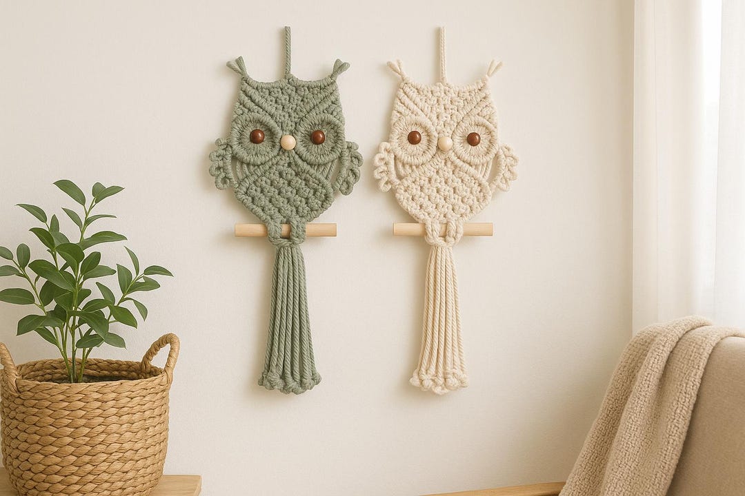 Suspension murale bohème en macramé hibou : décoration nordique en ...