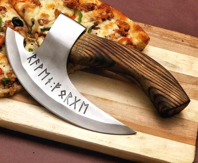 Forged Viking Pizza Cutter | Custom Bearded Axe Style, Pizza Hatchet ...