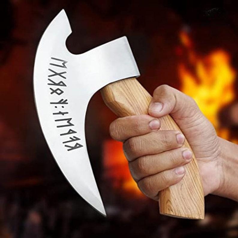 Forged Viking Pizza Cutter | Custom Bearded Axe Style, Pizza Hatchet ...