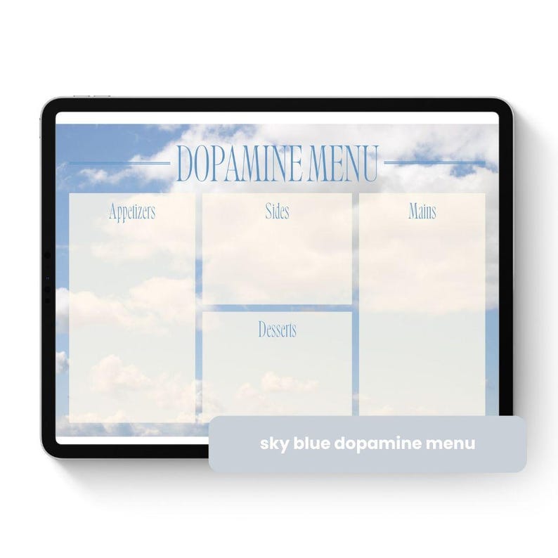 Sky Blue Dopamine Menu Template - Etsy