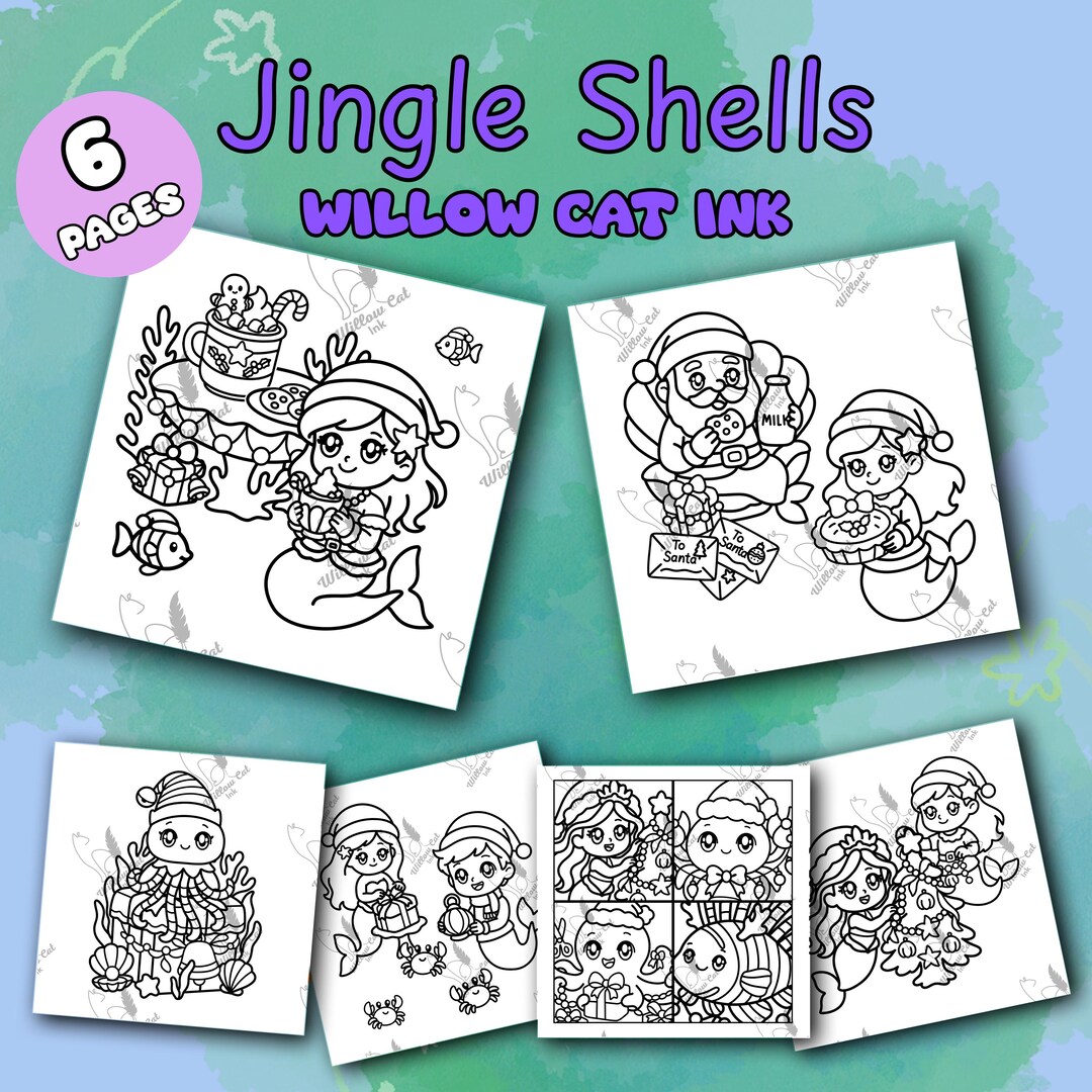 6 Printable Jingle Shell Bold and Easy Coloring Pages - Etsy UK