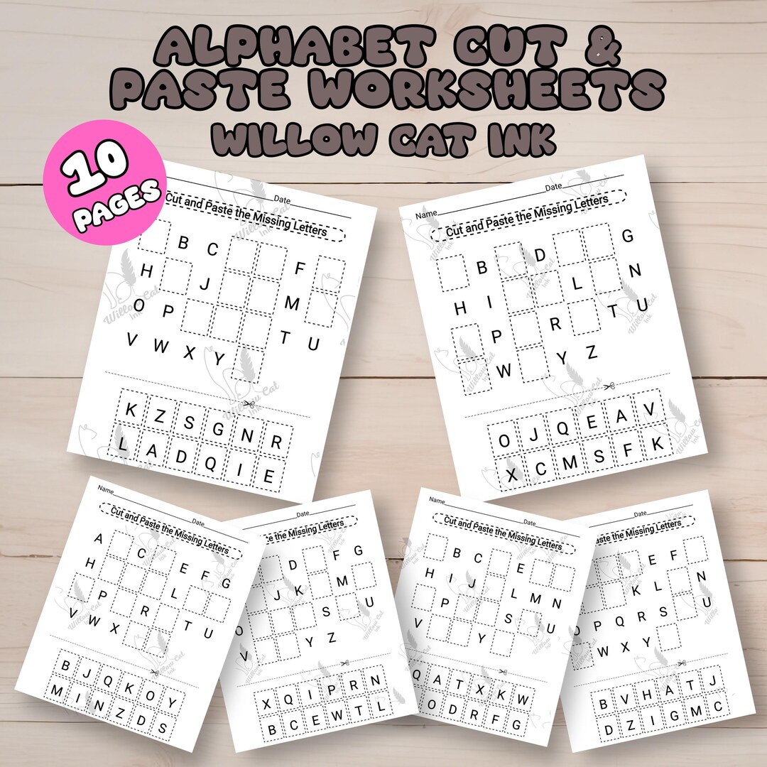 Alphabet Cut & Paste Worksheets |alphabet Missing Letters Sequencing ...