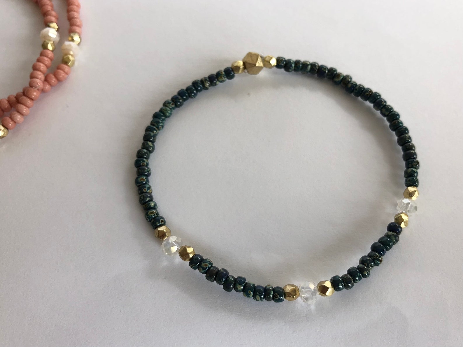 Simple Minimalist Beaded Boho Single Bracelets Stretchy Jewelled ...