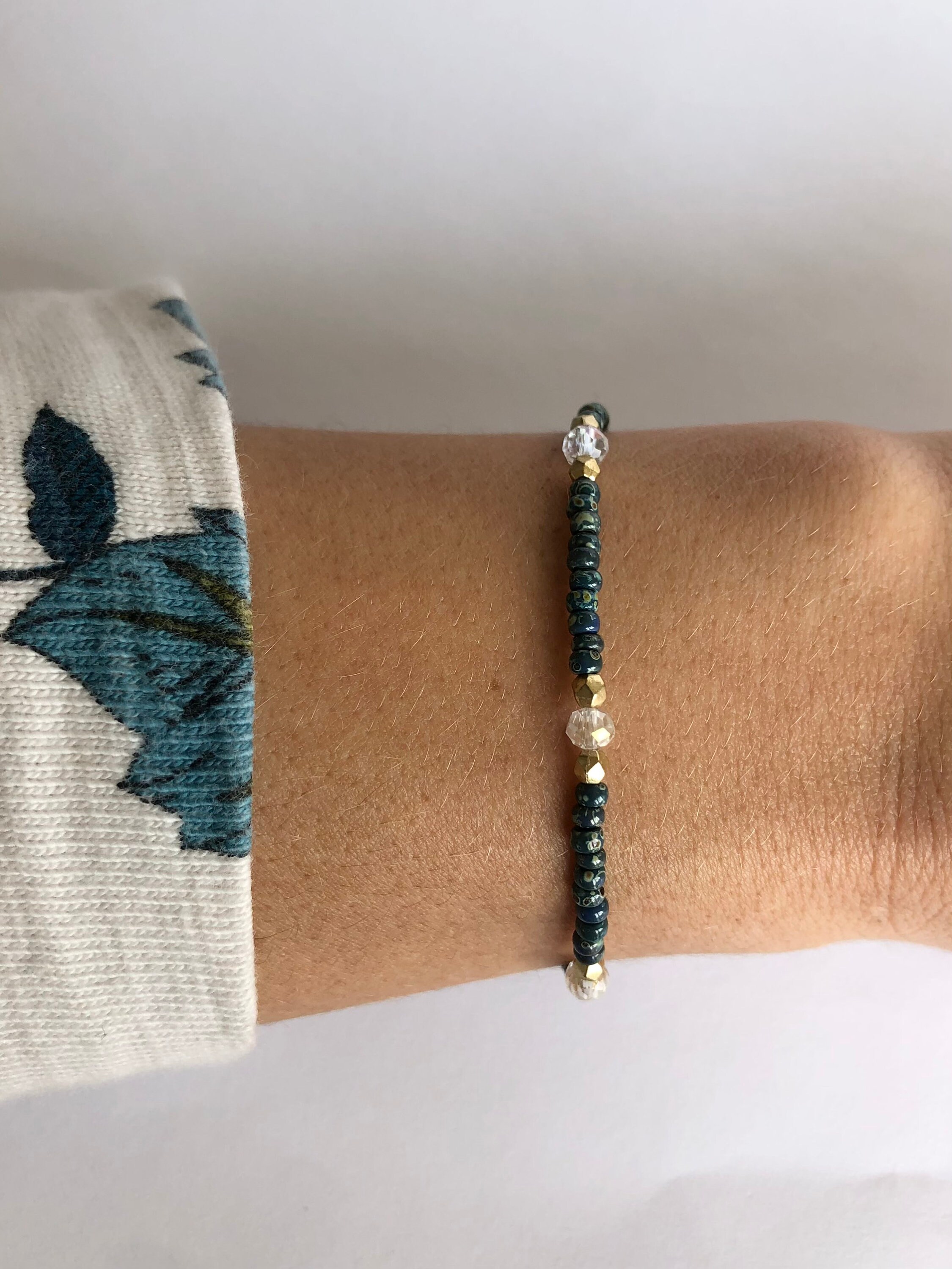 Simple Minimalist Beaded Boho Single Bracelets Stretchy Jewelled ...