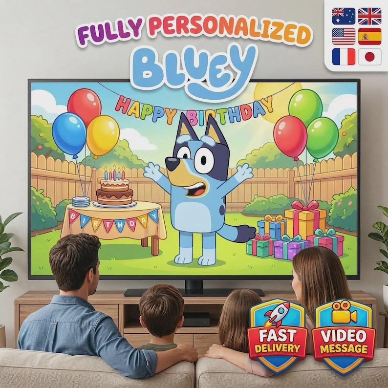 Bluey Personalized Happy Birthday Video - Etsy