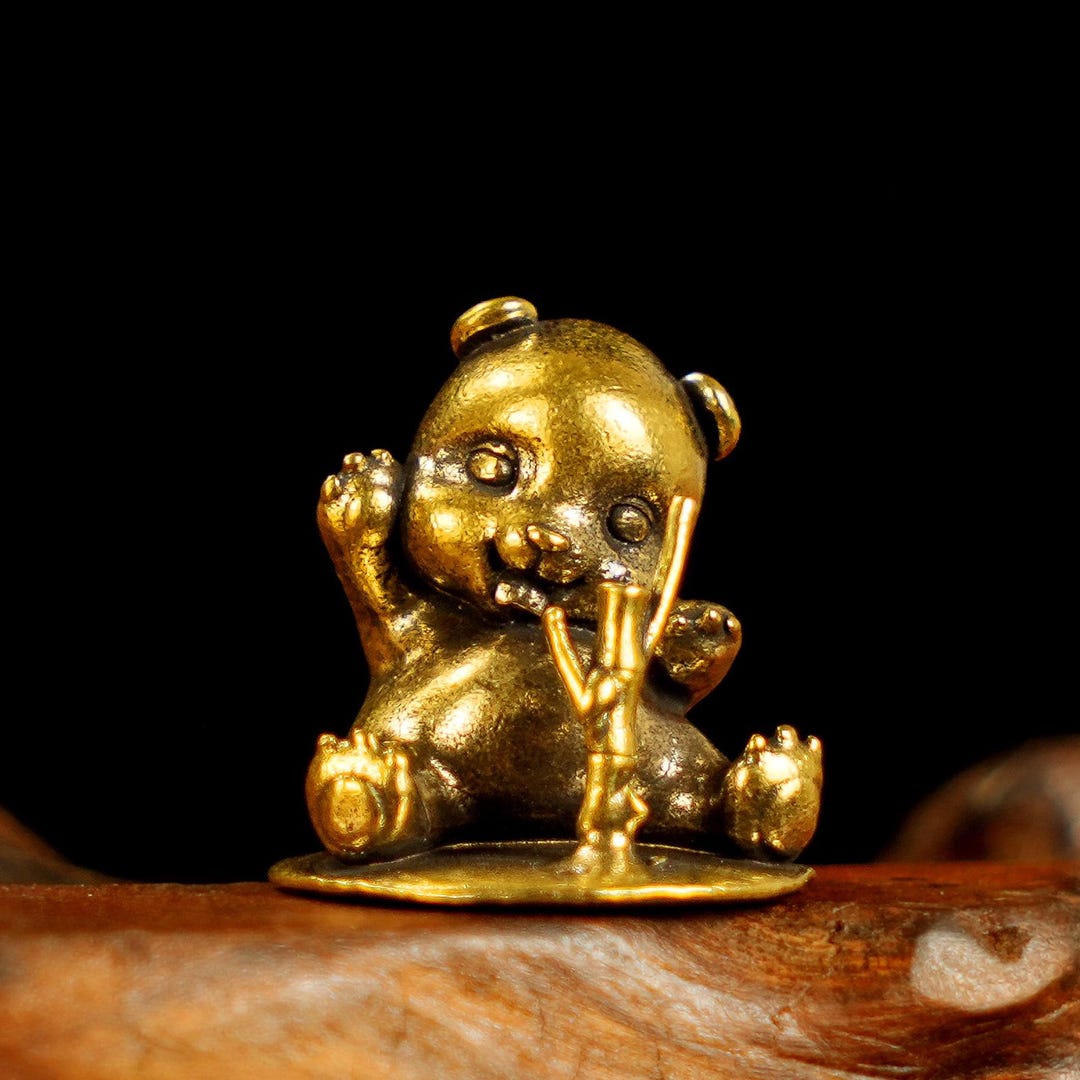 Retro Solid Brass Cubby Panda Figurine – Whimsy Meets Warmth - Etsy
