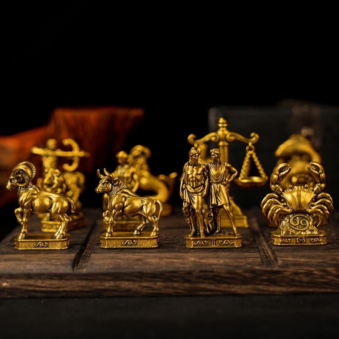 Solid Brass Zodiac Figurines Set of 12 - Astrology Desk Decor & Gift - Etsy