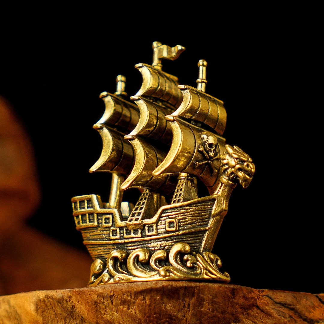 Brass Pirate Ship Figurine – Nautical Decor for Home or Office - Etsy