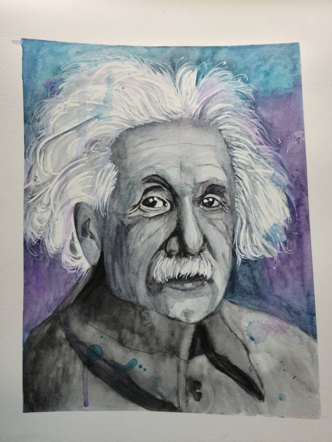 Original Watercolor Painting Albert Einstein, Einstein Painting, Albert ...