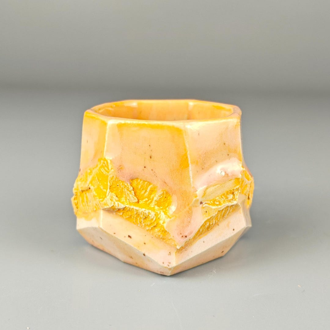 Handmade Ceramic Kurinuki Cup 70ml: Stone Texture Tea Cup With Soft ...