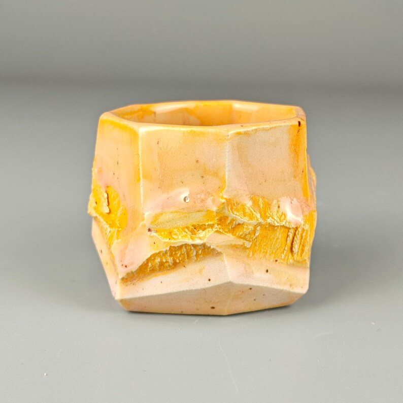 Handmade Ceramic Kurinuki Cup 70ml: Stone Texture Tea Cup With Soft ...