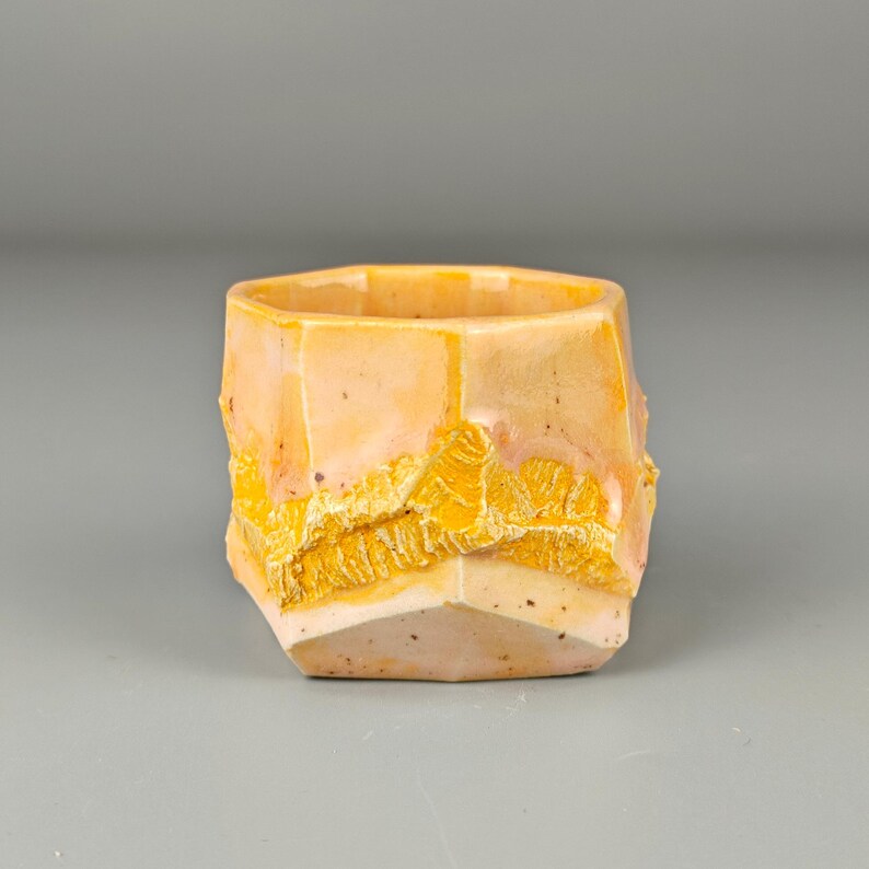 Handmade Ceramic Kurinuki Cup 70ml: Stone Texture Tea Cup With Soft ...
