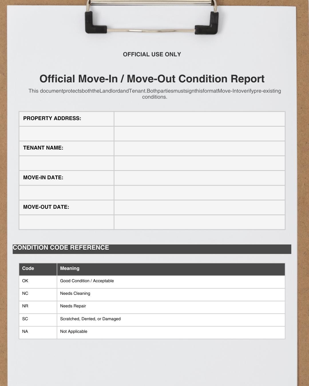 Landlord Move in Move Out Checklist PDF | Rental Property Inspection ...