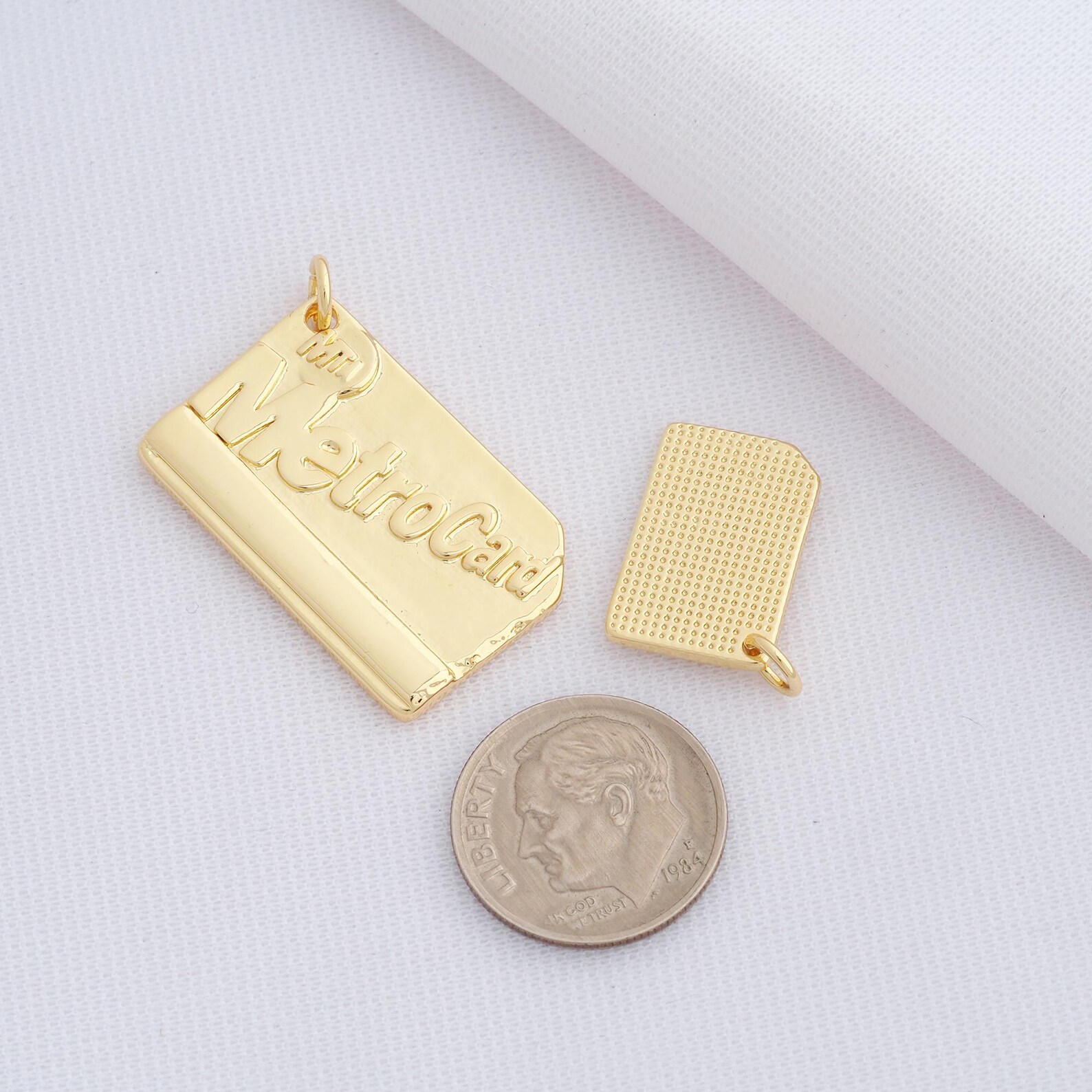 1 Pcs Gold Metrocard Pendant,18k Gold Filled Square Charm,letter Charms ...