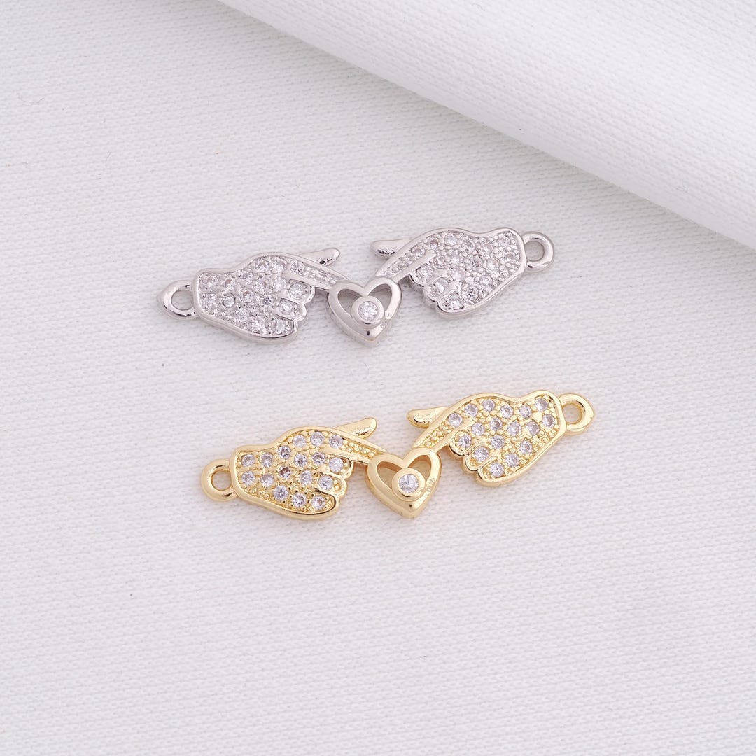 1 Pcs Gold Heart Connector,18k Gold Filled Hand Connector,gesture ...