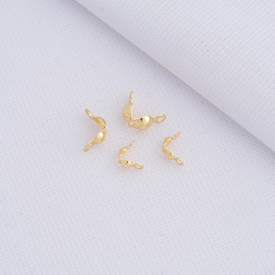 50 Pcs 18K Gold Filled Clamshell Calotte Bead Tip End Cap Knot Cover ...