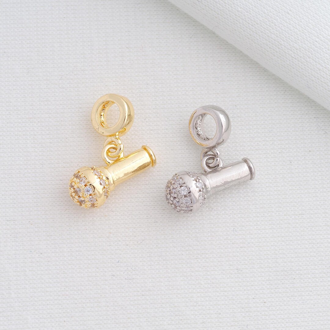 1 Pcs Gold Microphone Pendant,18k Gold Filled Microphone Charm ...