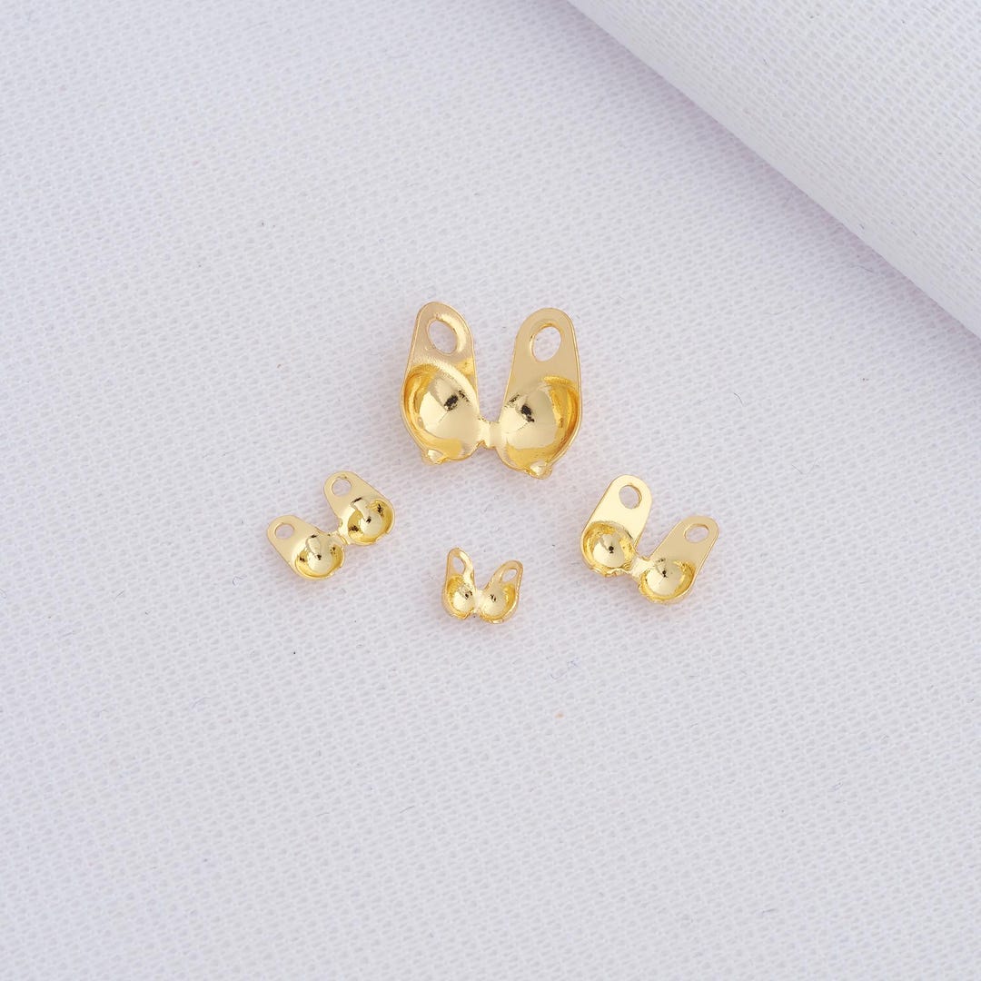 50 Pcs 18K Gold Filled Clamshell Calotte Bead Tip End Cap Knot Cover ...