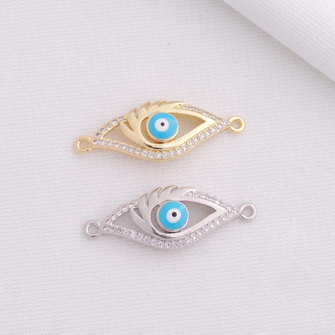 1 Pcs Gold Eye Connector,18k Gold Filled Evil Eey Connector,oval ...