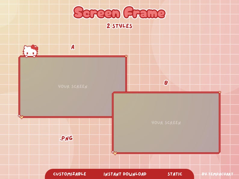 Animated Pixel Kitty Stream Overlay Pack | Twitch Youtube OBS ...