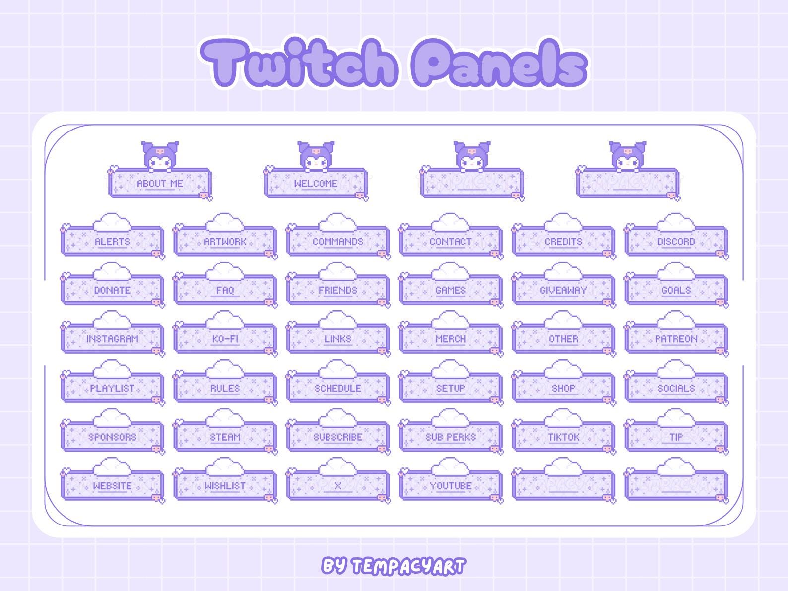 Pixel Kuro Twitch Panels | 40 Panels | Twitch Discord Youtube | Gaming ...