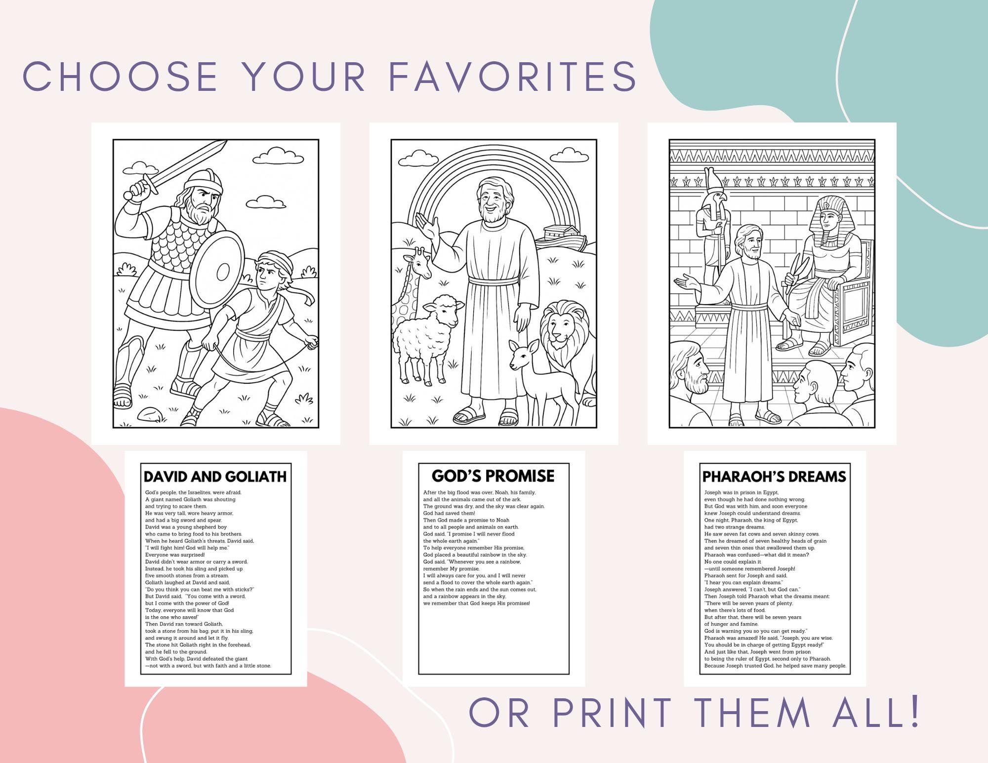 Coloring Book for Kids - Bible Stories From the Old Testament, 25 ...