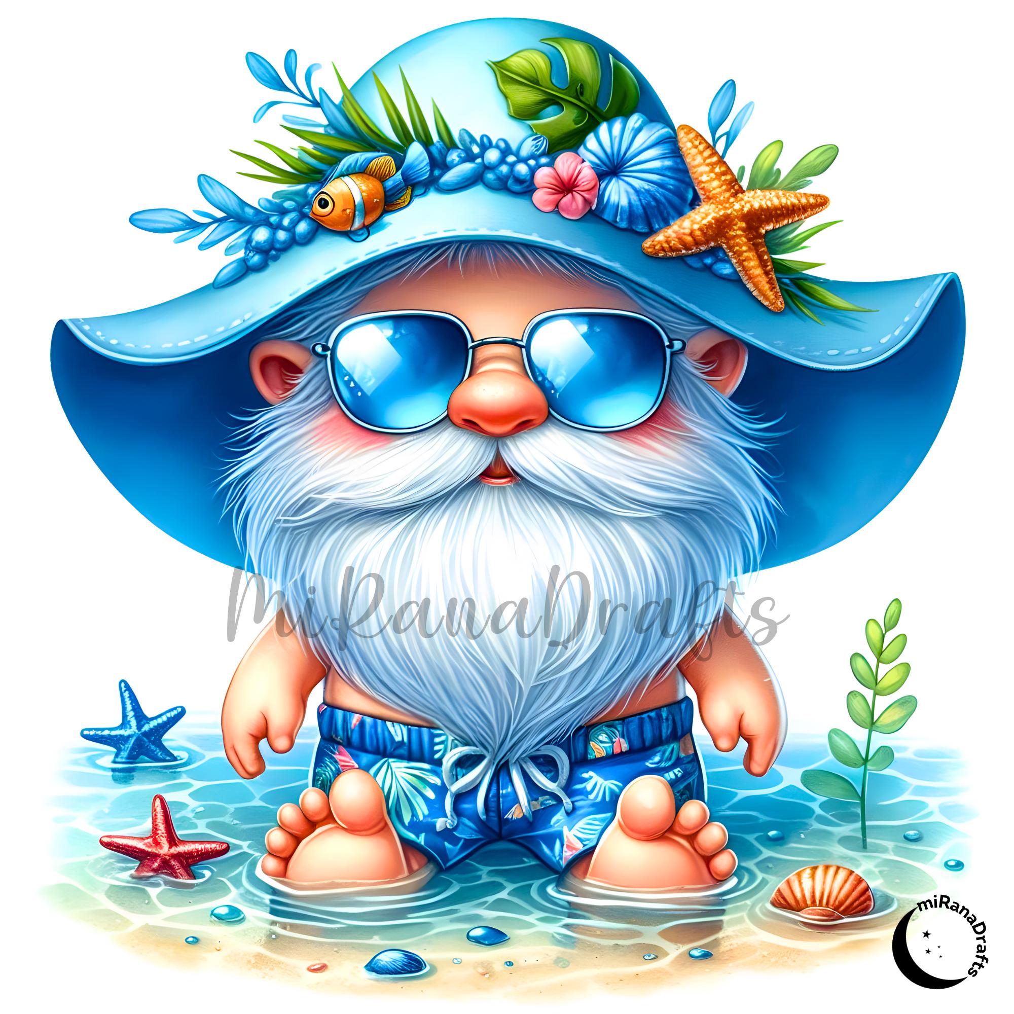 Summer Gnome Clipart, Swimming Gnome, Beach Gnome, Gnome Jpeg, White ...