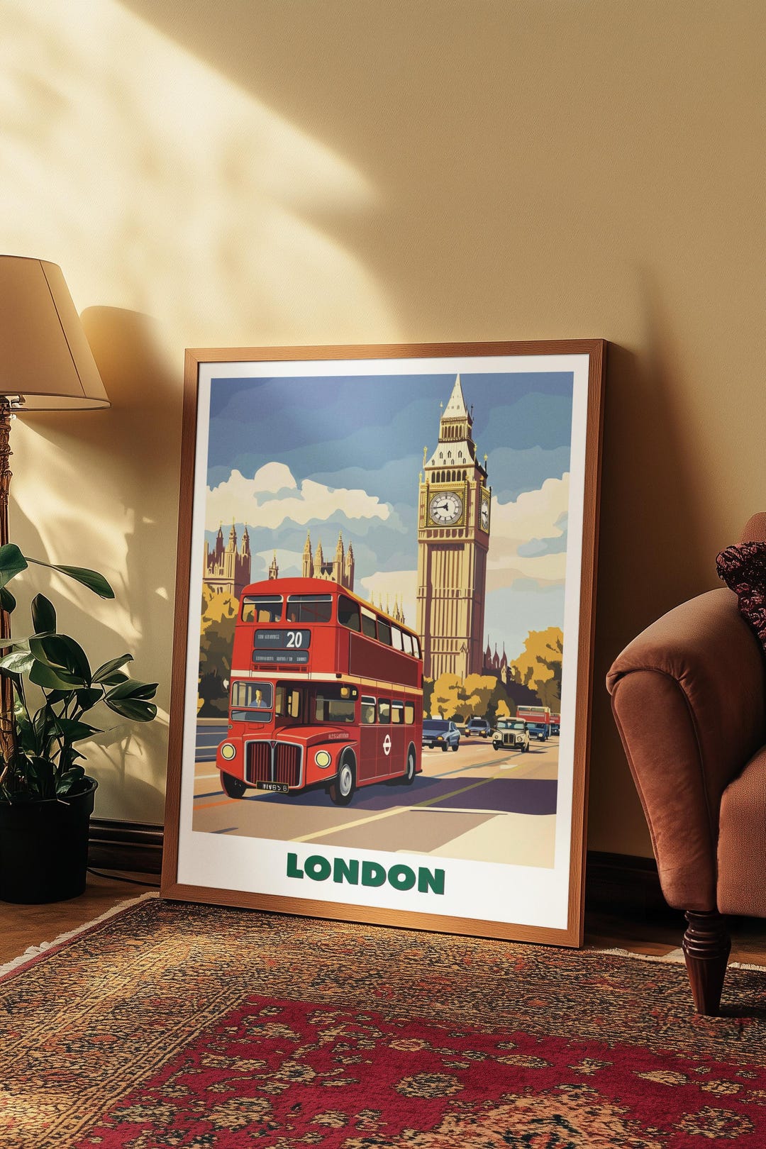 London Bus Art Print – Iconic Red Routemaster and Big Ben Scene ...