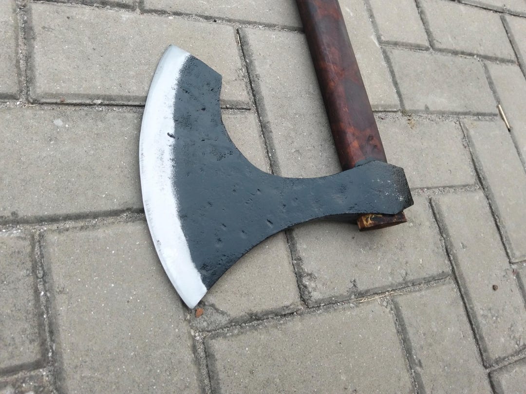 Handmade Viking Beared Big Face Axe With Leather Sheath, Survival ...