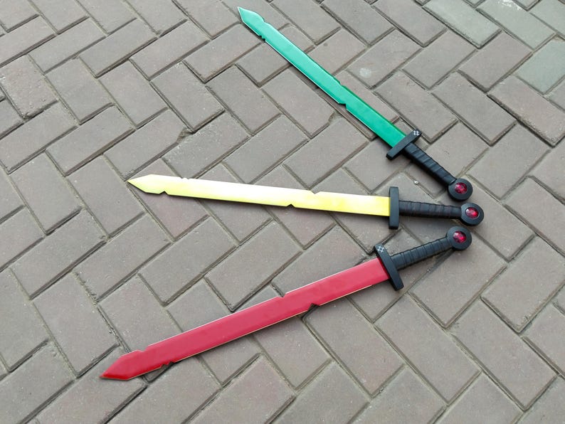 Lot of 3 Finn's Scarlet Blade Sword - Rooted Blade Replica Inspired by ...