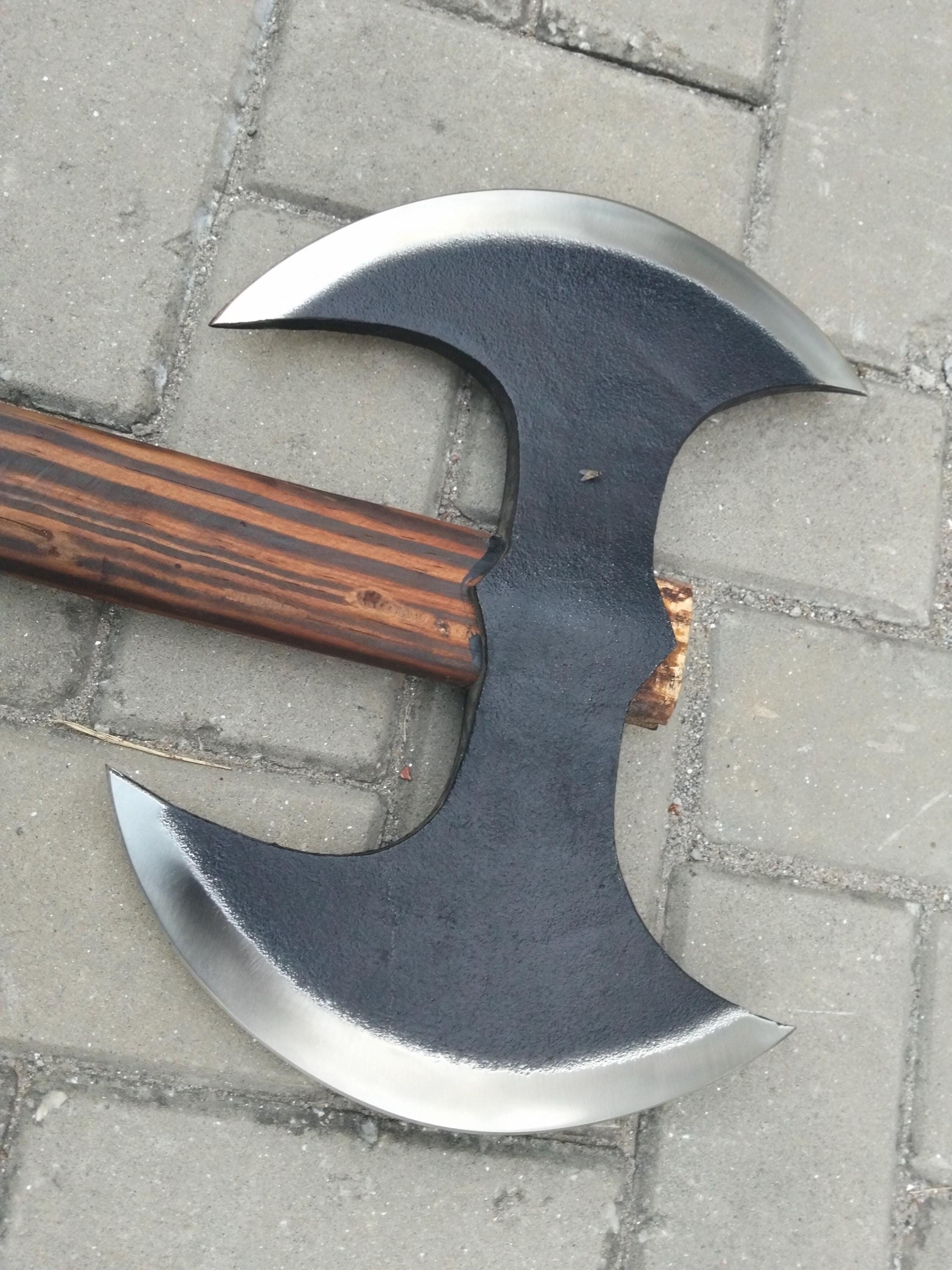 Handmade Double Face Axe With Leather Sheath - Medieval Survival ...