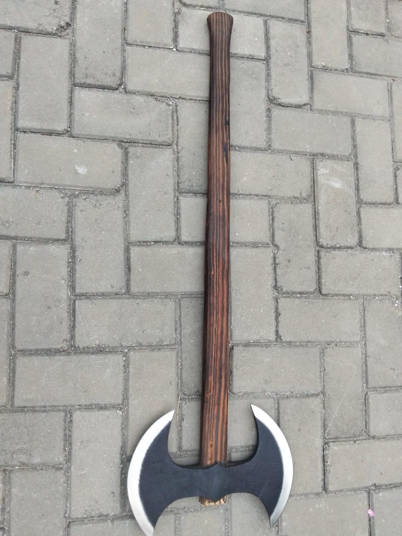 Handmade Double Face Axe With Leather Sheath - Medieval Survival ...
