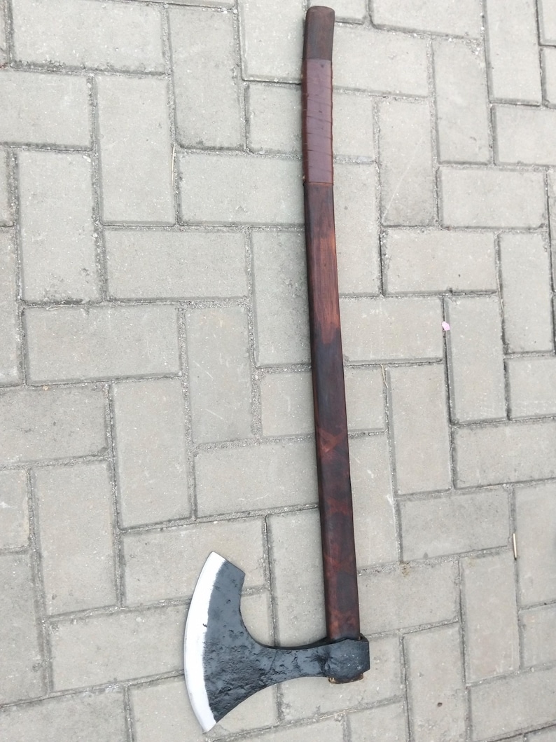 Handmade Viking Beared Big Face Axe With Leather Sheath, Survival ...