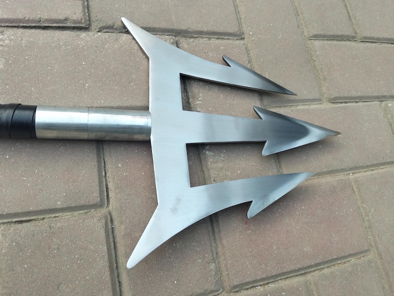 Handmade Ocean King Trident Replica – Forged 3 Prong Prop, Leather Wrap ...