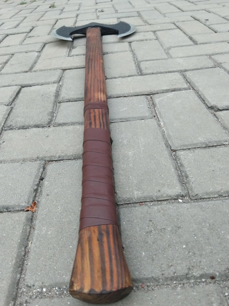Handmade Double Face Axe With Leather Sheath - Medieval Survival ...
