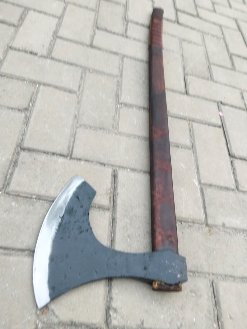 Handmade Viking Beared Big Face Axe With Leather Sheath, Survival ...