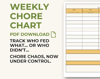 Farm Chore Chart – Printable Weekly Chore Tracker for Families, Kids ...
