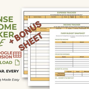 Farm Income & Expense Tracker Bundle – PDF and Spreadsheet With Bonus ...
