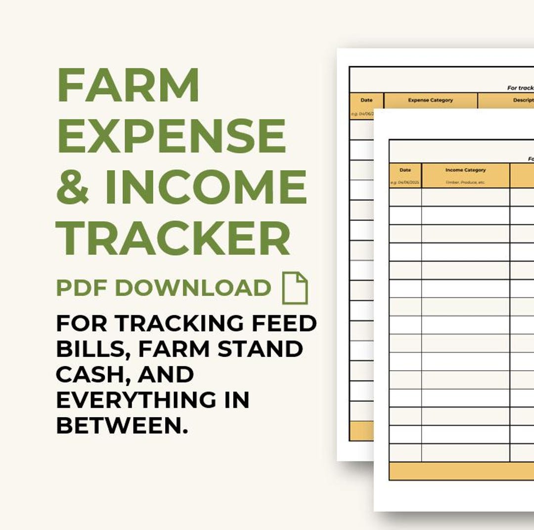 Printable Farm Expense and Income Tracker | Homestead Budget Log ...