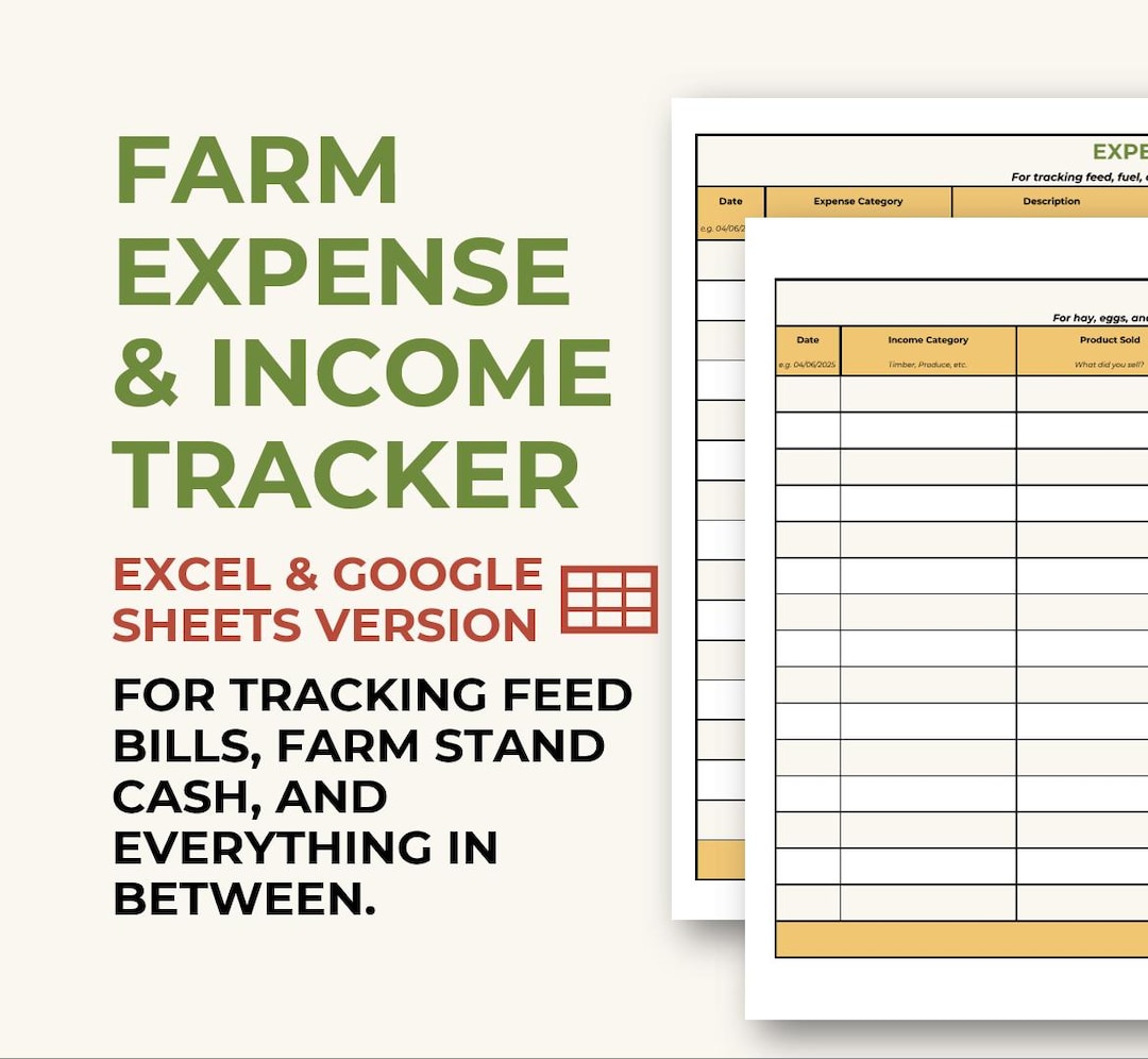 Digital Farm Income & Expense Tracker | Excel + Google Sheets ...