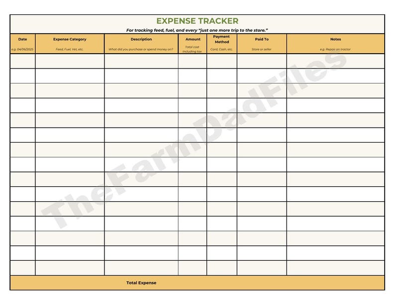 Farm Expense and Income Tracker: Printable PDF Sheet to Track Farm ...