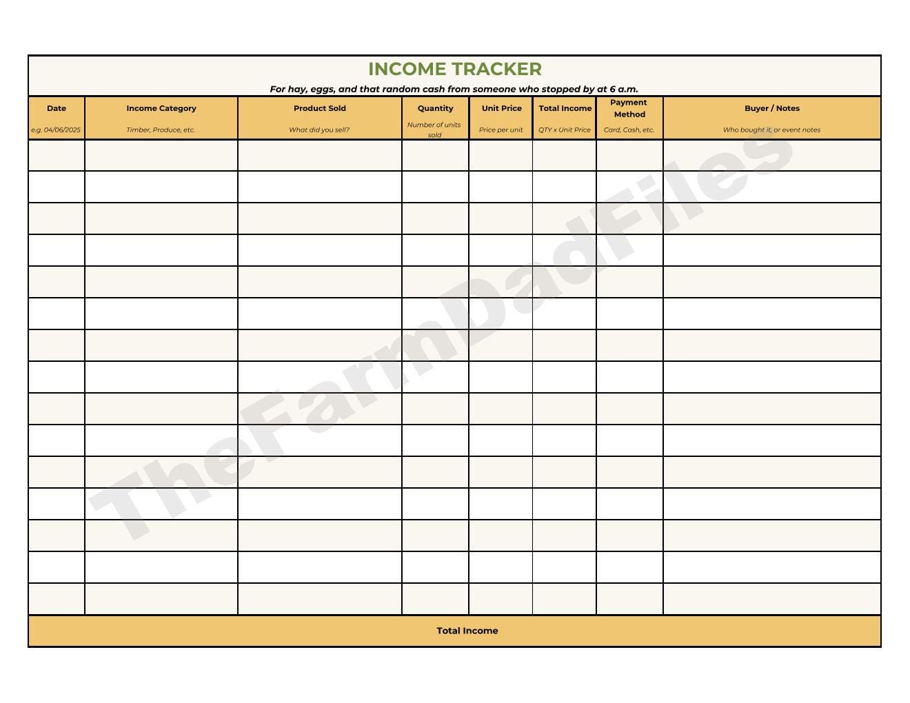 Farm Income and Expense Tracker Bundle – PDF + Spreadsheet With Bonus ...