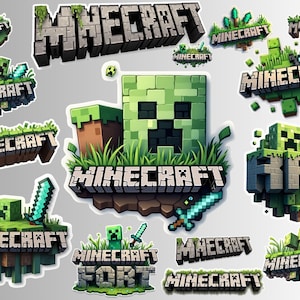 Minecraft Stickers Mega Bundle - 600 Digital Pngs – Printable Minecraft ...