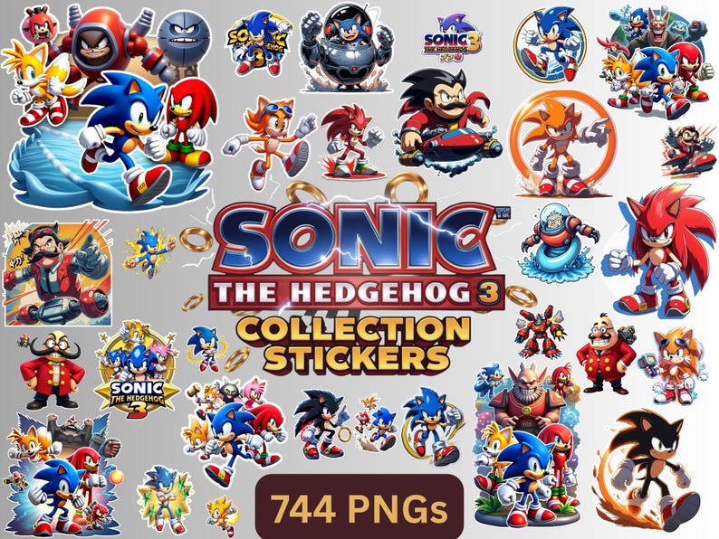 Sonic Retro Gaming Stickers | 744 Pngs, Printable Clipart (digital ...