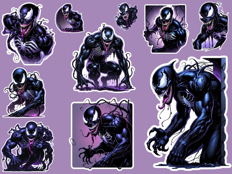 Venom Stickers , Venom Mega Bundle | 600 PNG Stickers | Digital ...