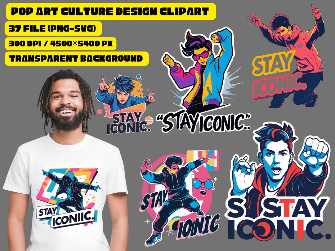 Pop Art Clipart Bundle Stay Iconic Design Street Art Illustration PNG ...