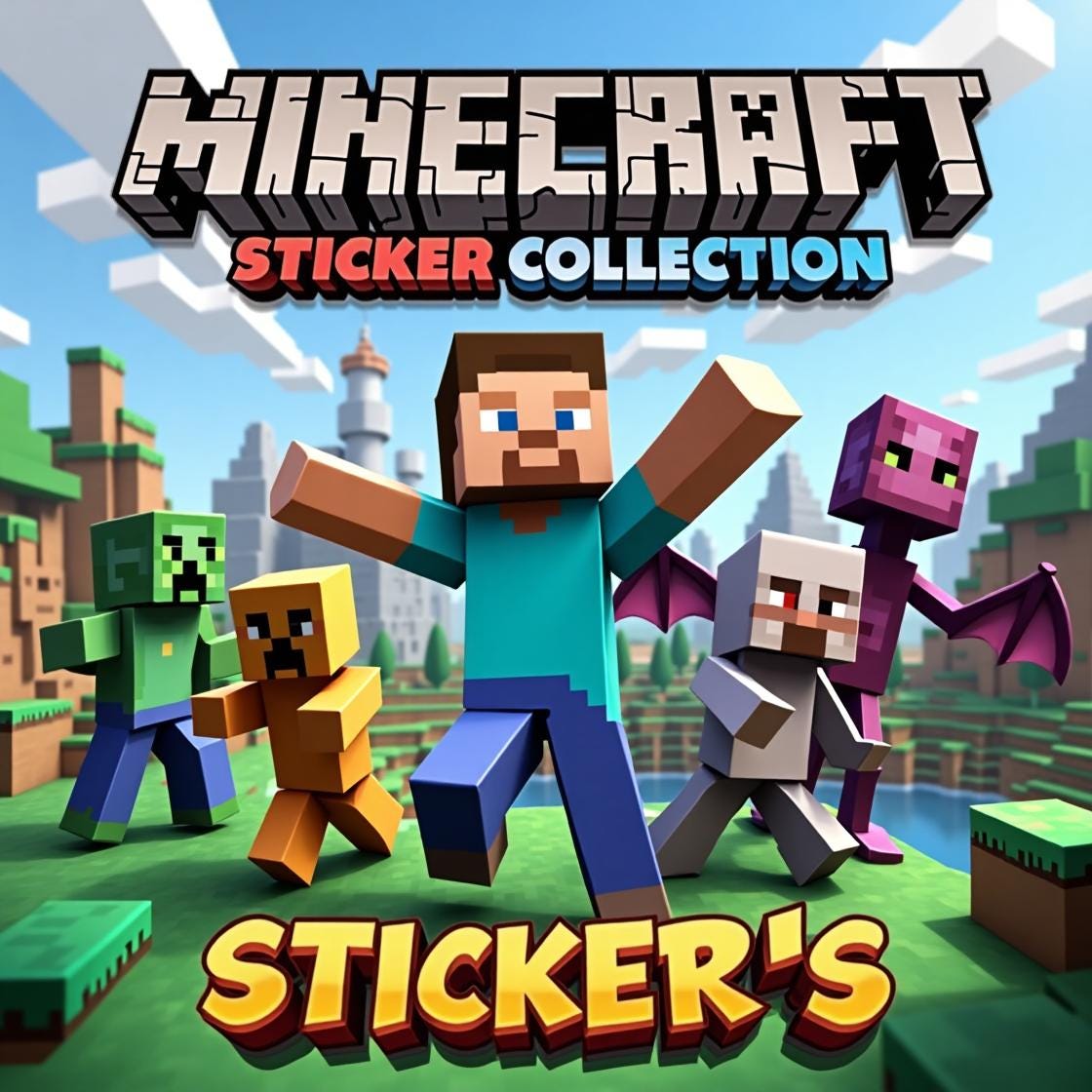 Minecraft Stickers Mega Bundle - 600 Digital Pngs – Printable Minecraft ...