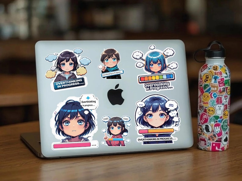 Kawaii Anime Girl Stickers: Overthinking Manga Clipart (digital ...