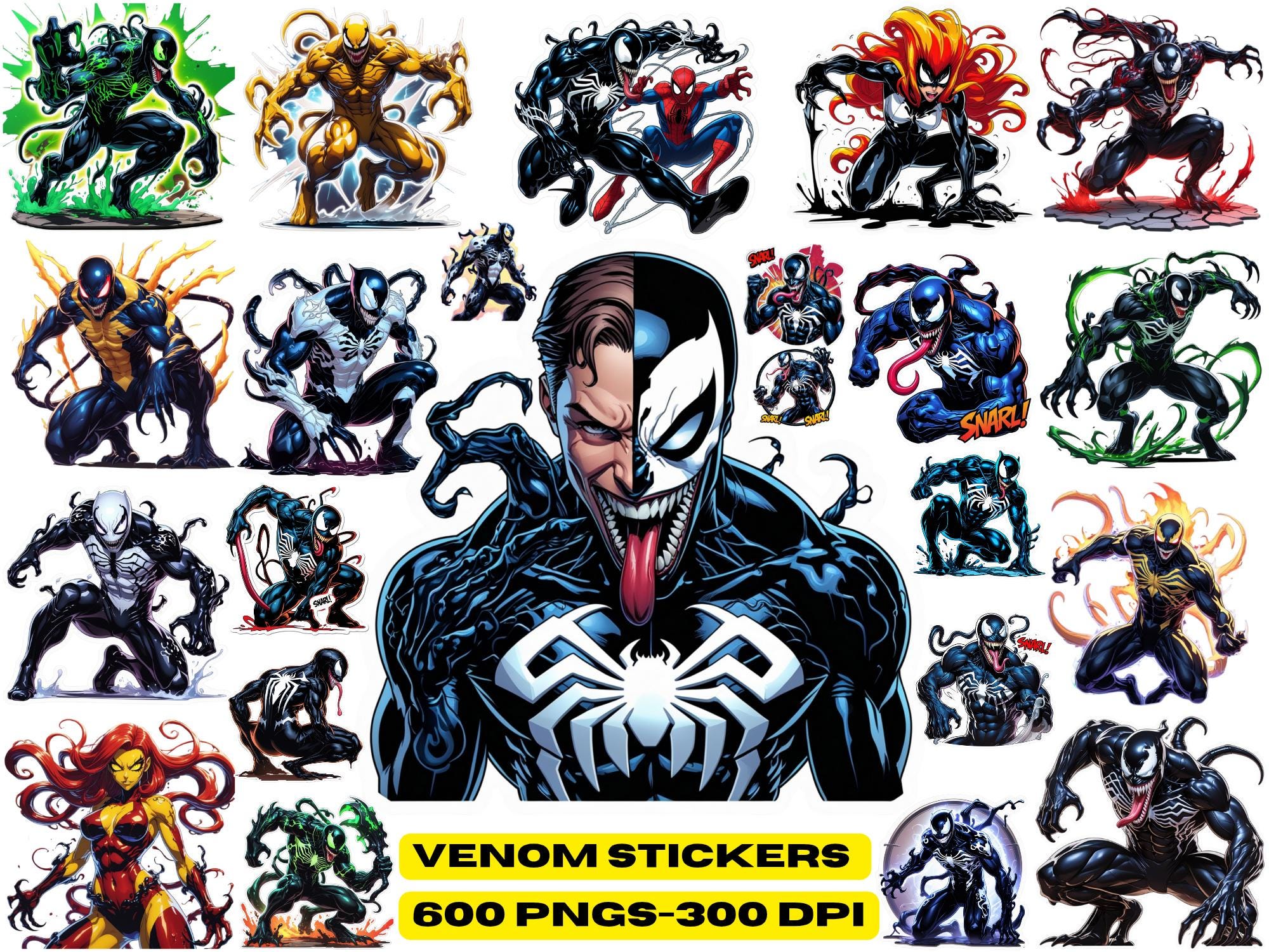 Venom Stickers , Venom Mega Bundle | 600 PNG Stickers | Digital ...